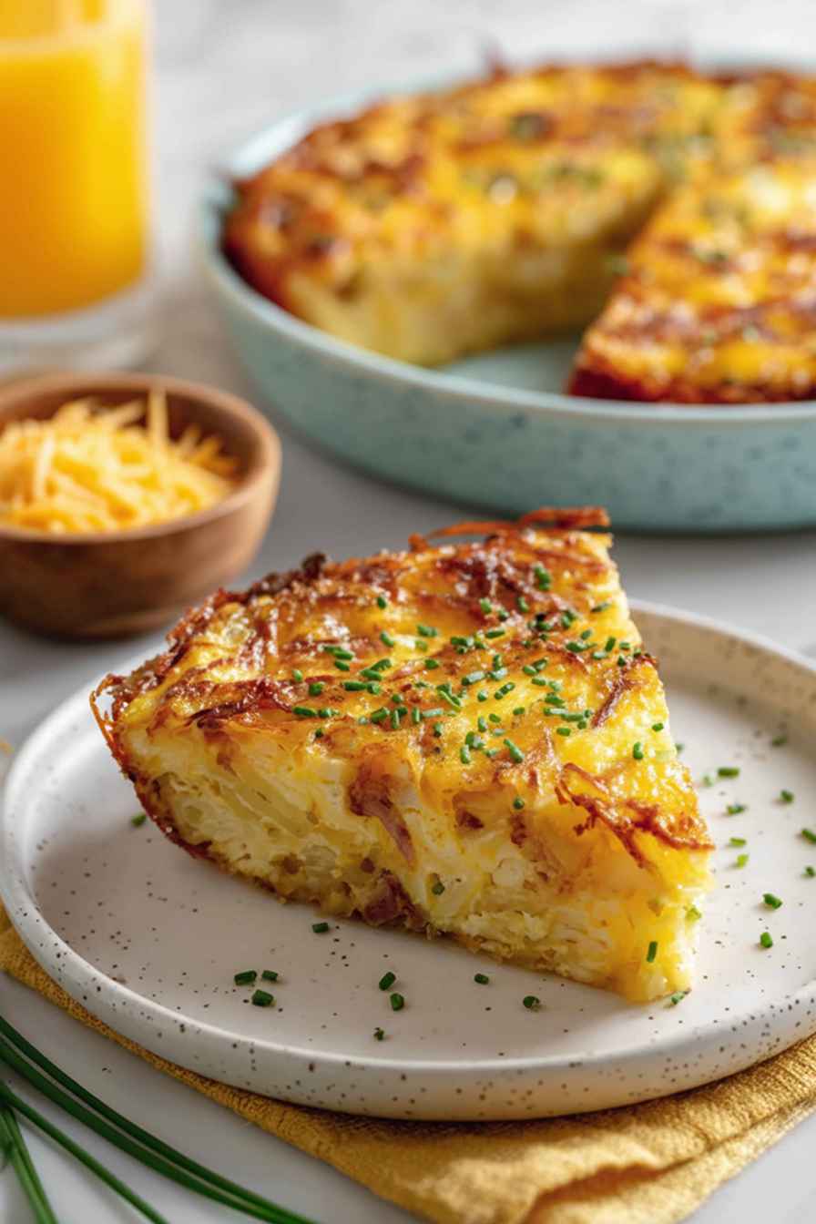 Mouthwatering Hash Brown Crust Bacon and Cheddar Quiche
