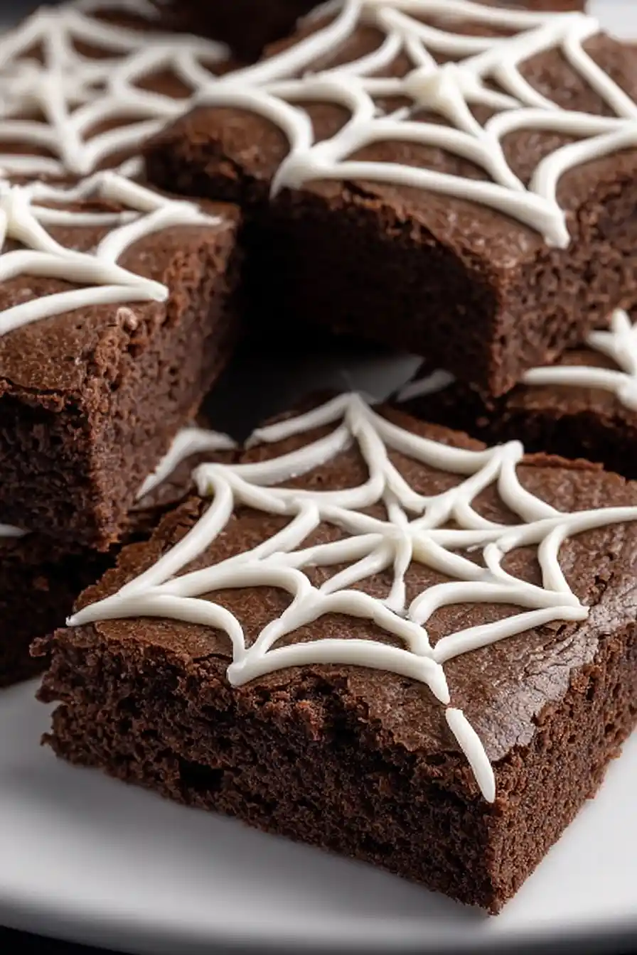 Homemade Spider Web Halloween Brownies