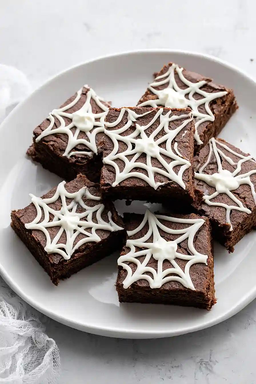 Homemade Spider Web Halloween Brownies