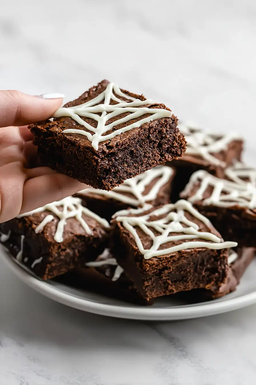 Homemade Spider Web Halloween Brownies