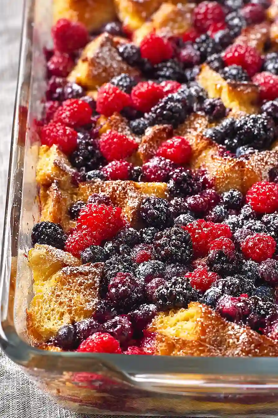 Sweet Overnight Berry Breakfast Casserole - Alrightwithme