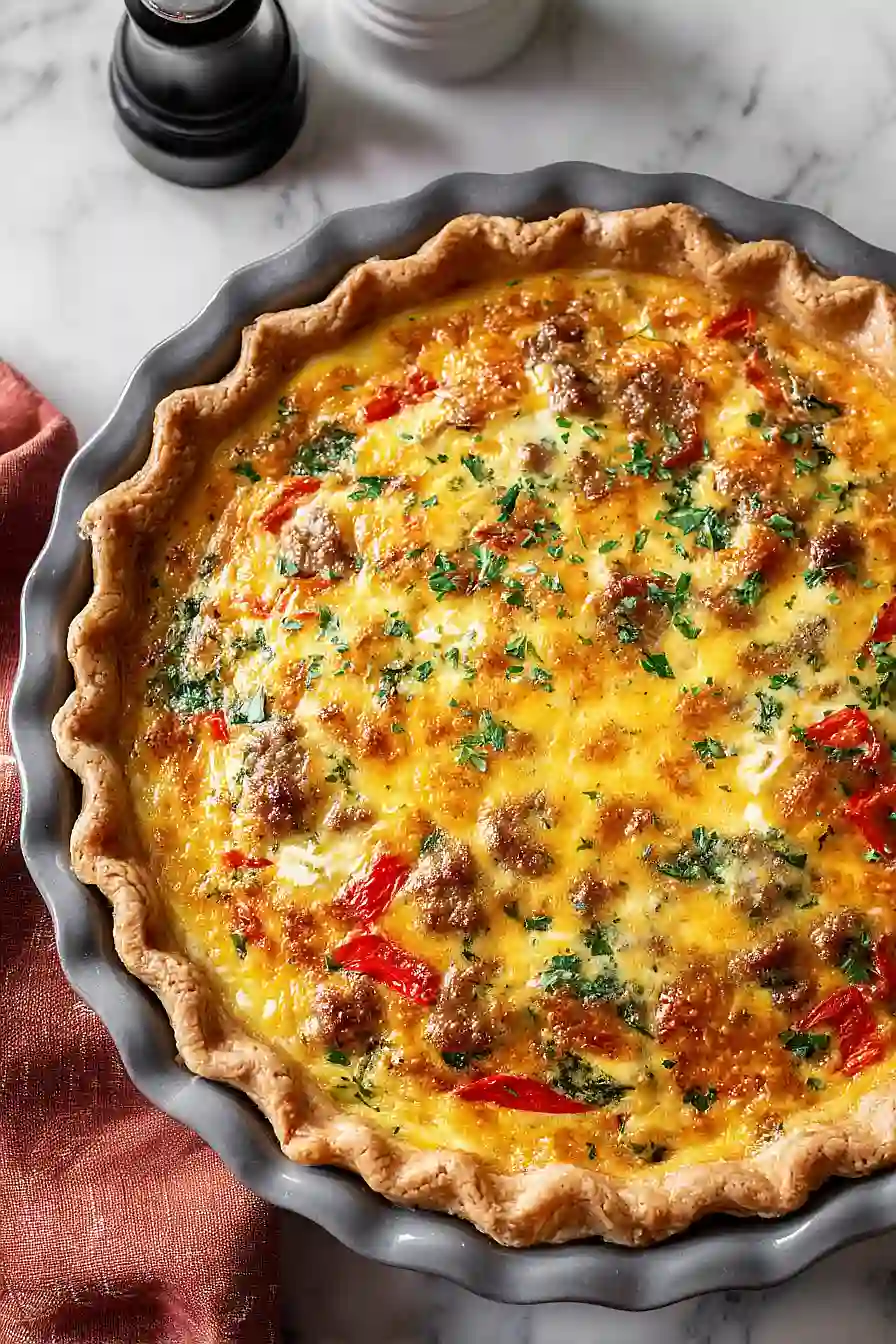 Classic Roasted Red Pepper and Sausage Quiche