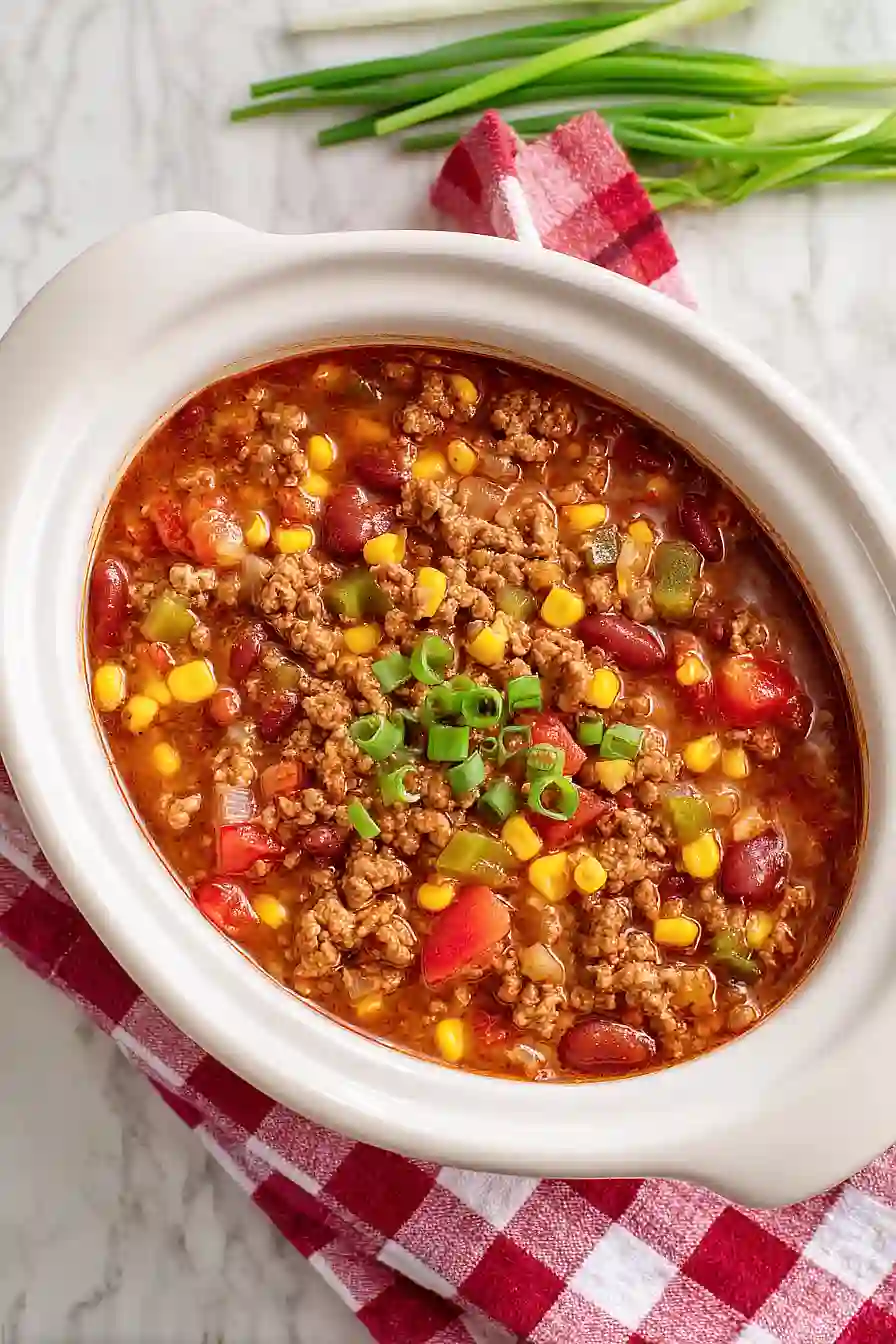 Classic Crockpot Ground Beef Taco Soup - Alrightwithme
