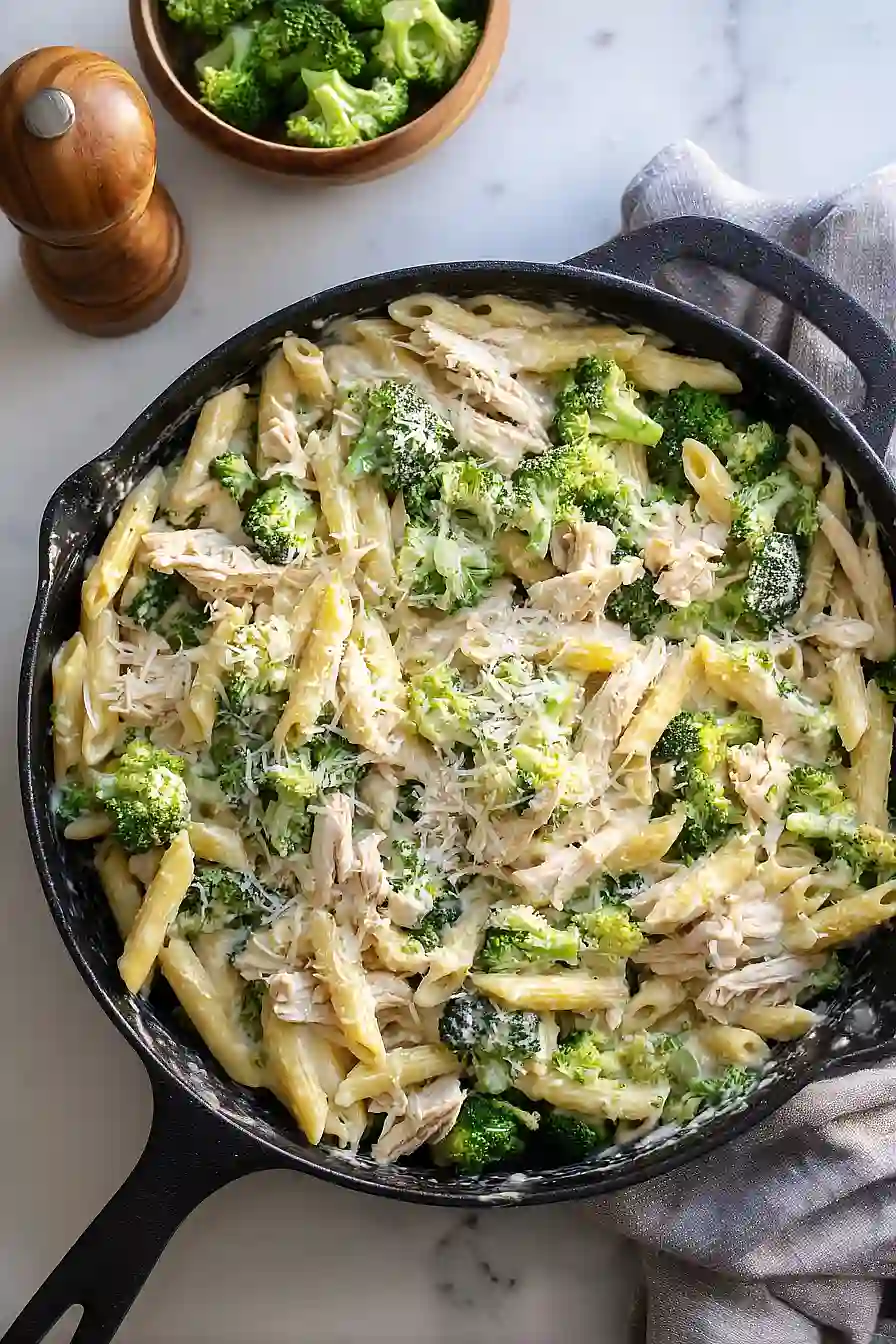 Creamy High Protein Rotisserie Chicken Broccoli Pasta - Alrightwithme
